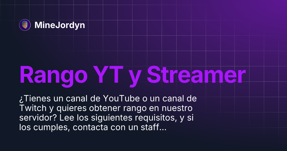 Rango YT y Streamer | MineJordyn